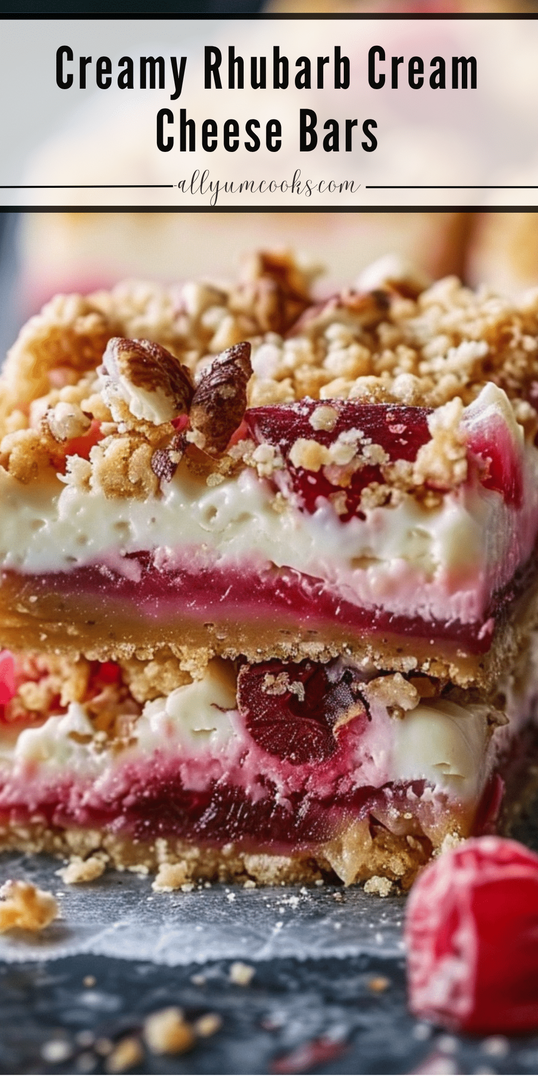 Creamy Rhubarb Cream Cheese Bars | All Yum Cooks