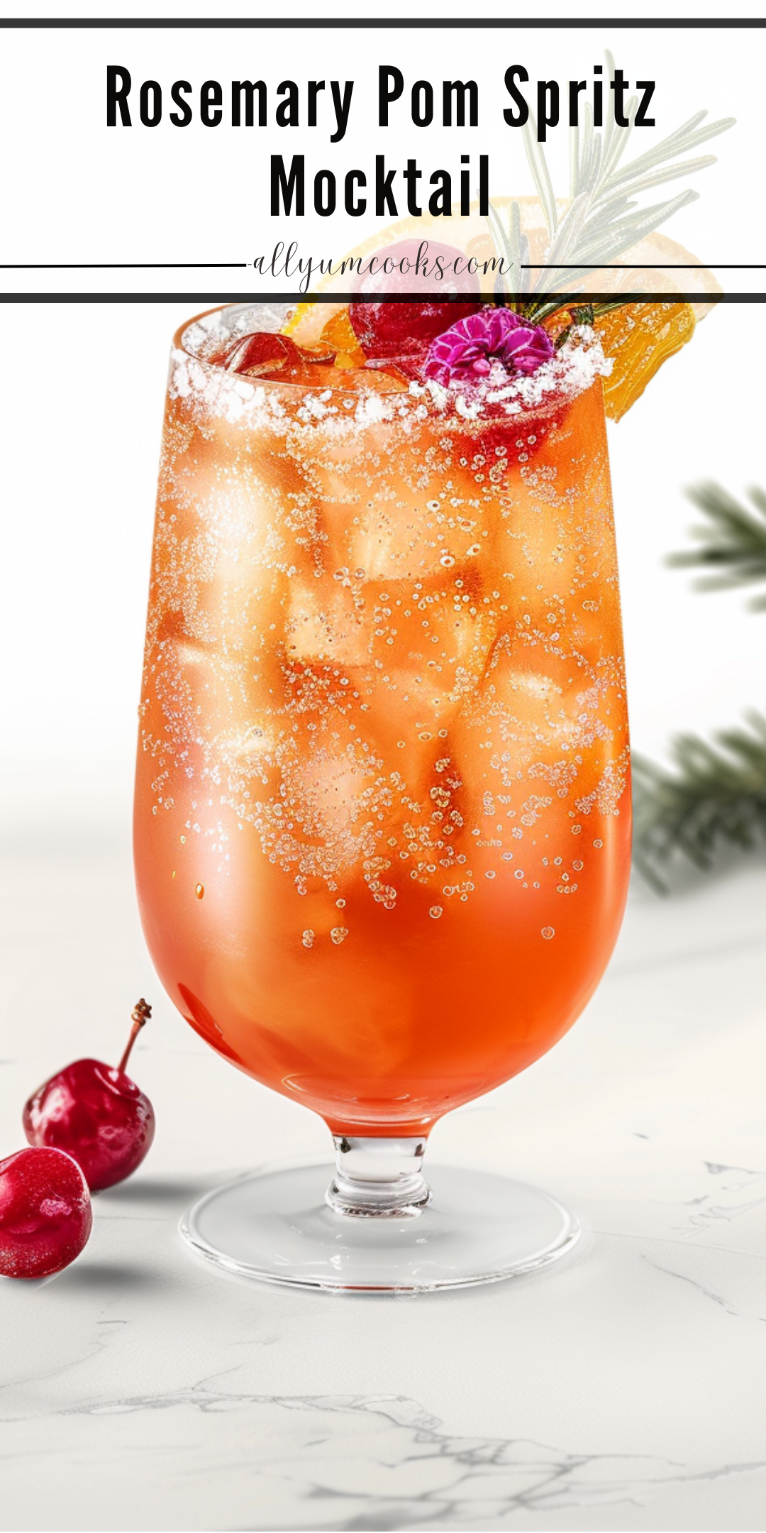 Rosemary Pom Spritz Mocktail | All Yum Cooks
