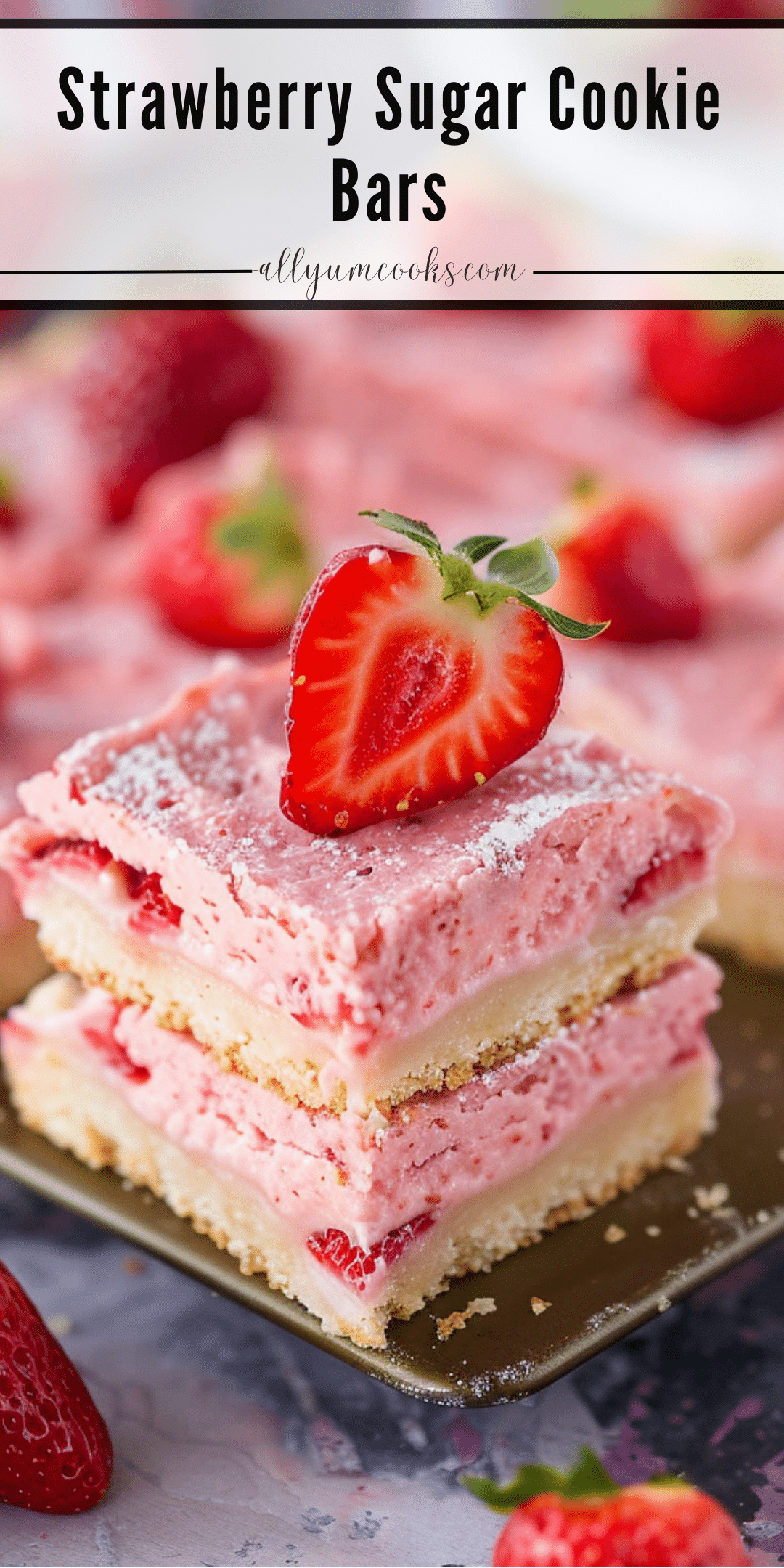 Strawberry Sugar Cookie Bars | All Yum Cooks
