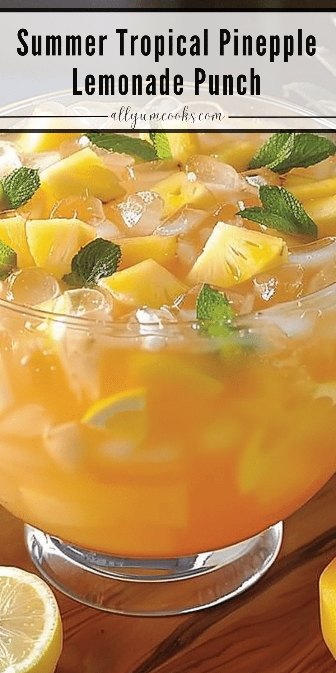Summer Tropical Pineapple Lemonade Punch - All Yum Cooks