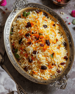 Sweet Basmati Rice with Carrots & Raisins | All Yum Cooks