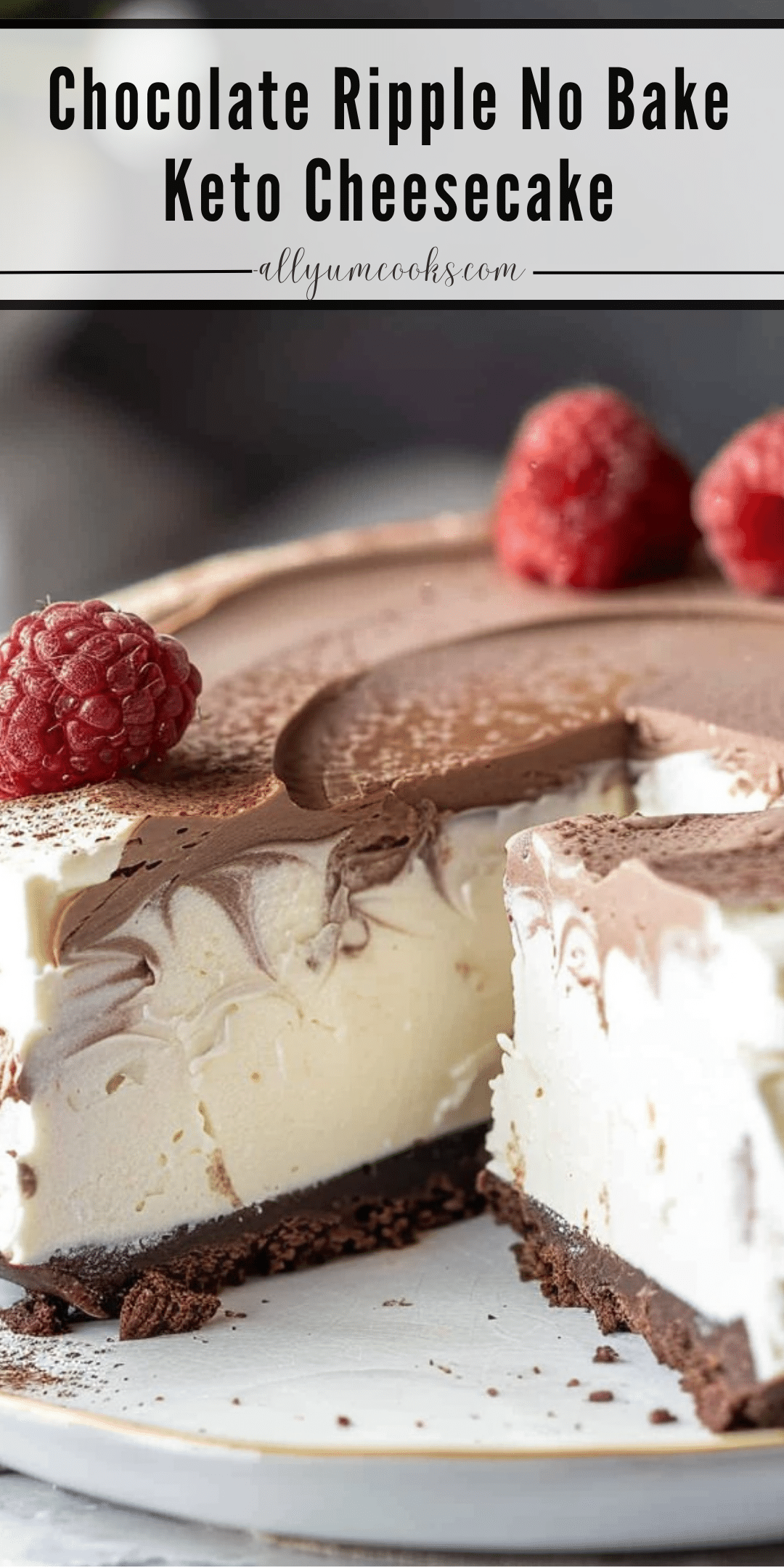 Chocolate Ripple No-Bake Keto Cheesecake | All Yum Cooks