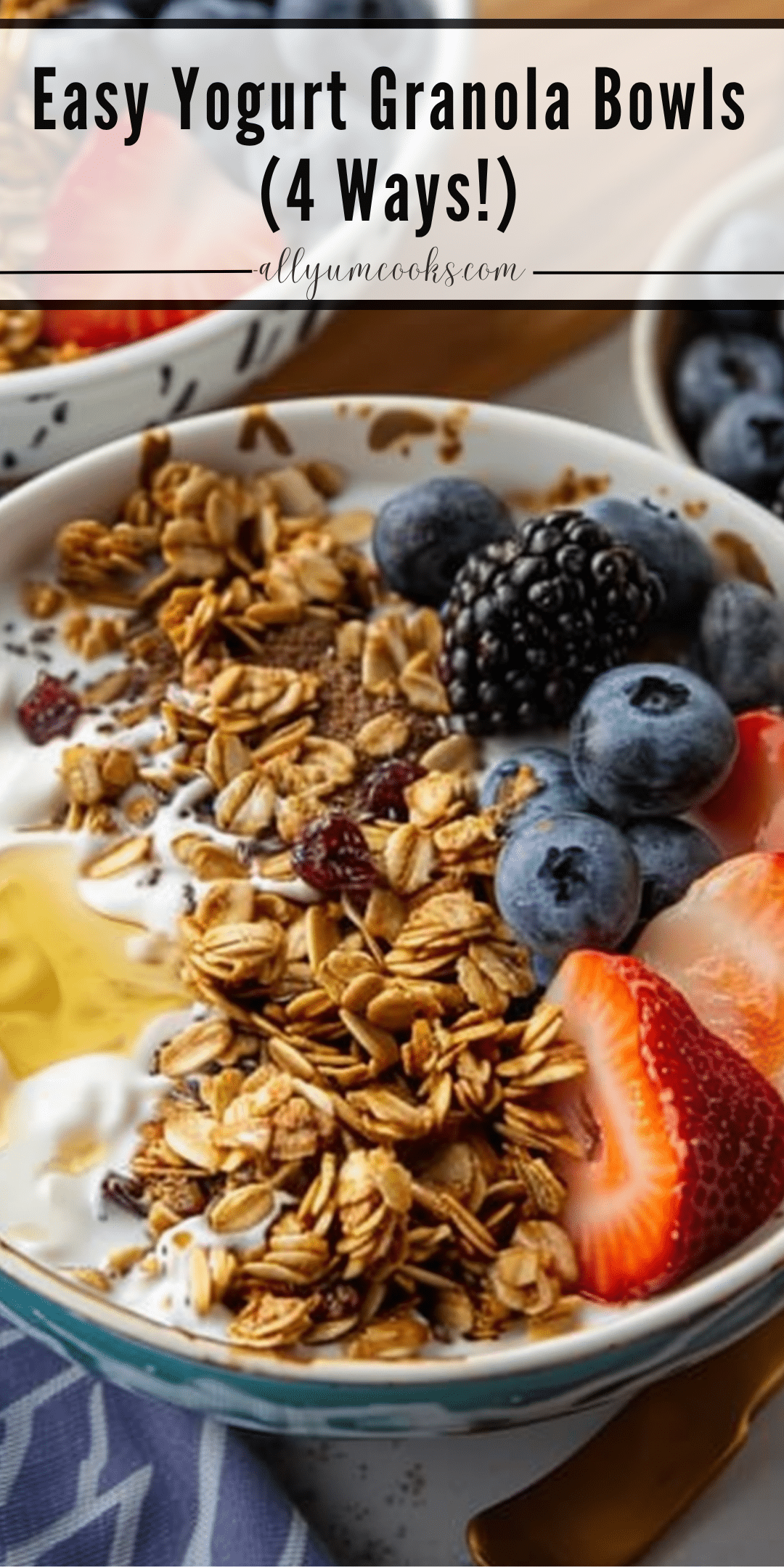 Easy Yogurt Granola Bowls (4 Ways!) | All Yum Cooks