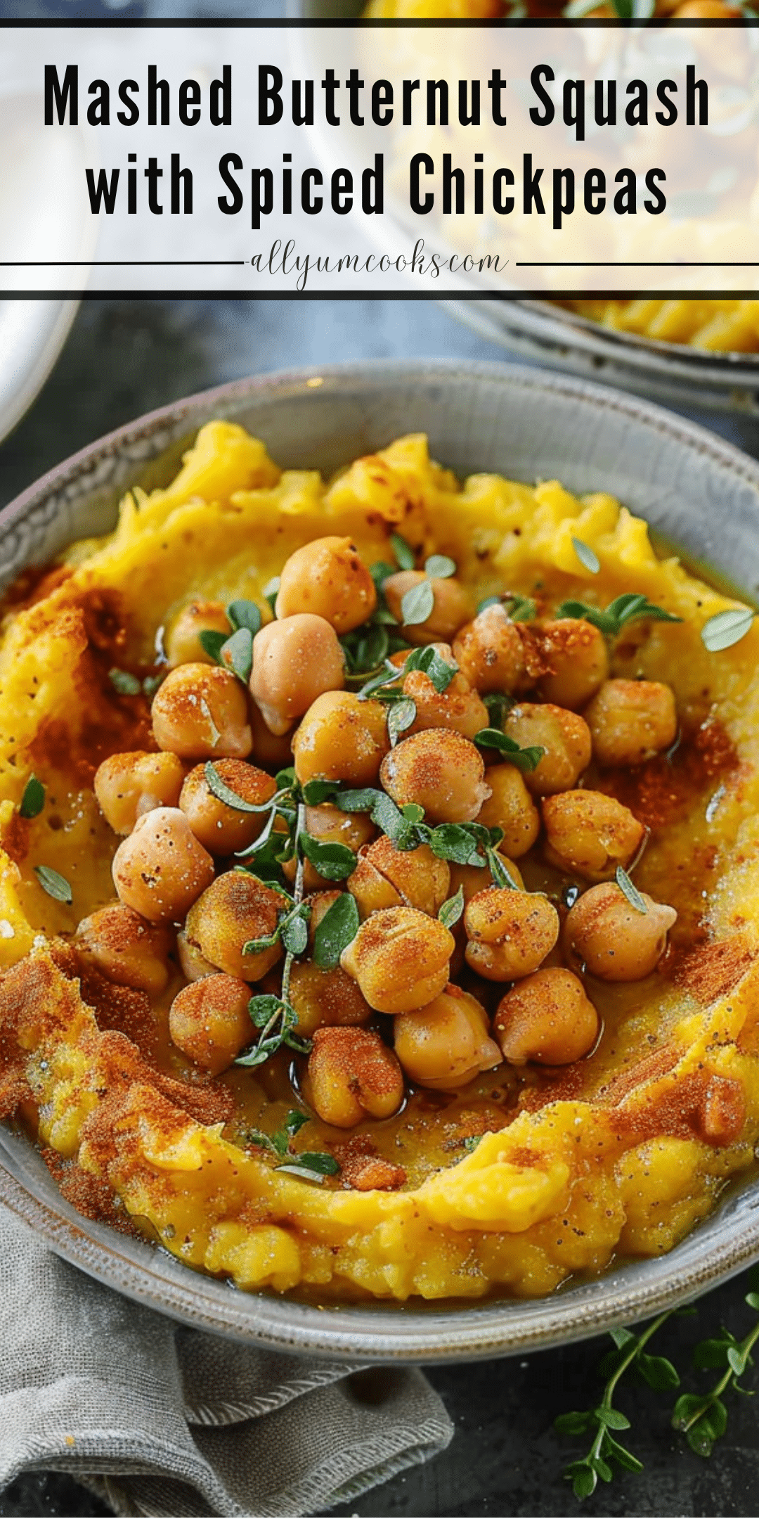 Mashed Butternut Squash with Spiced Chickpeas | All Yum Cooks