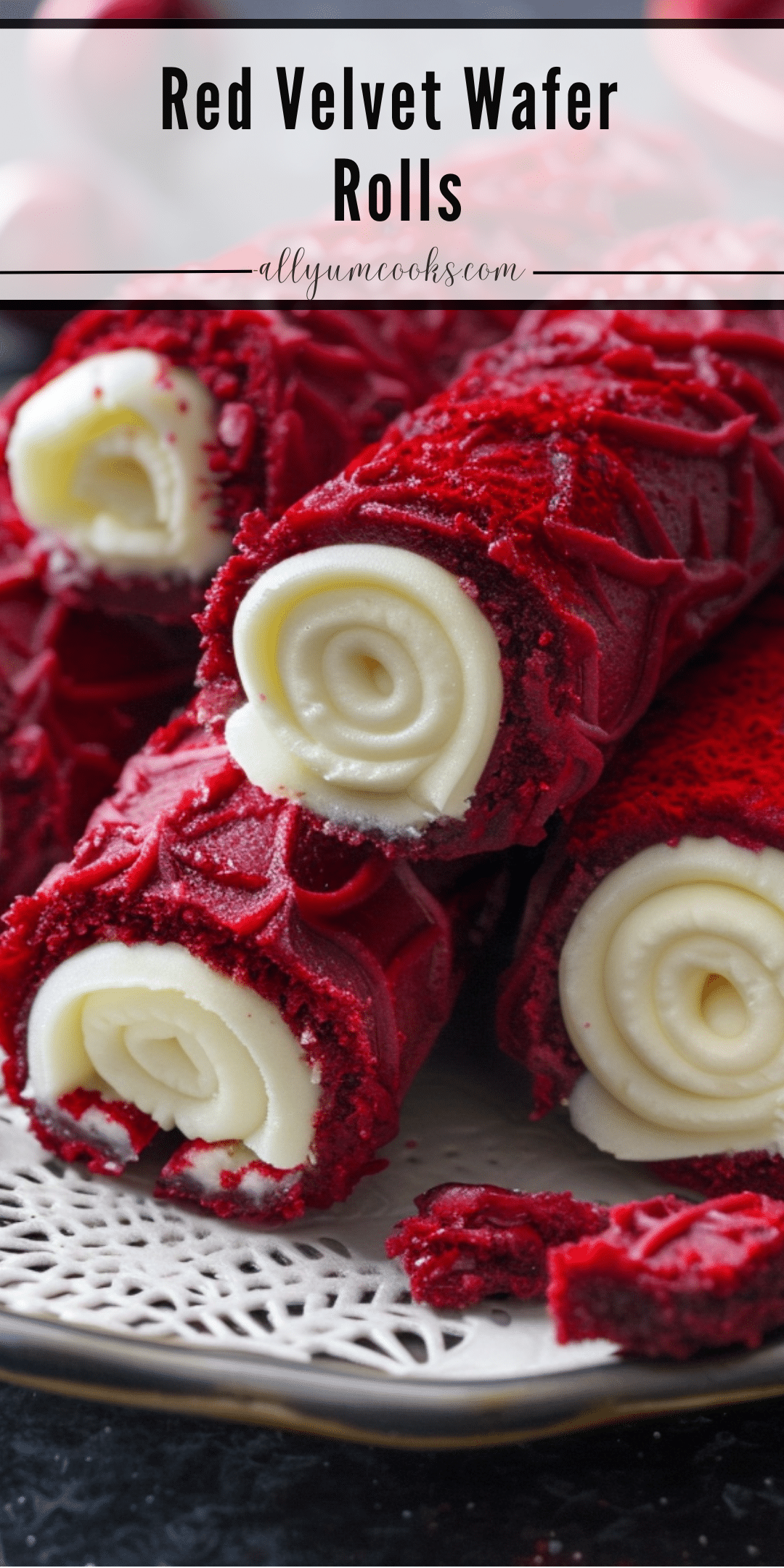 Red Velvet Wafer Rolls | All Yum Cooks