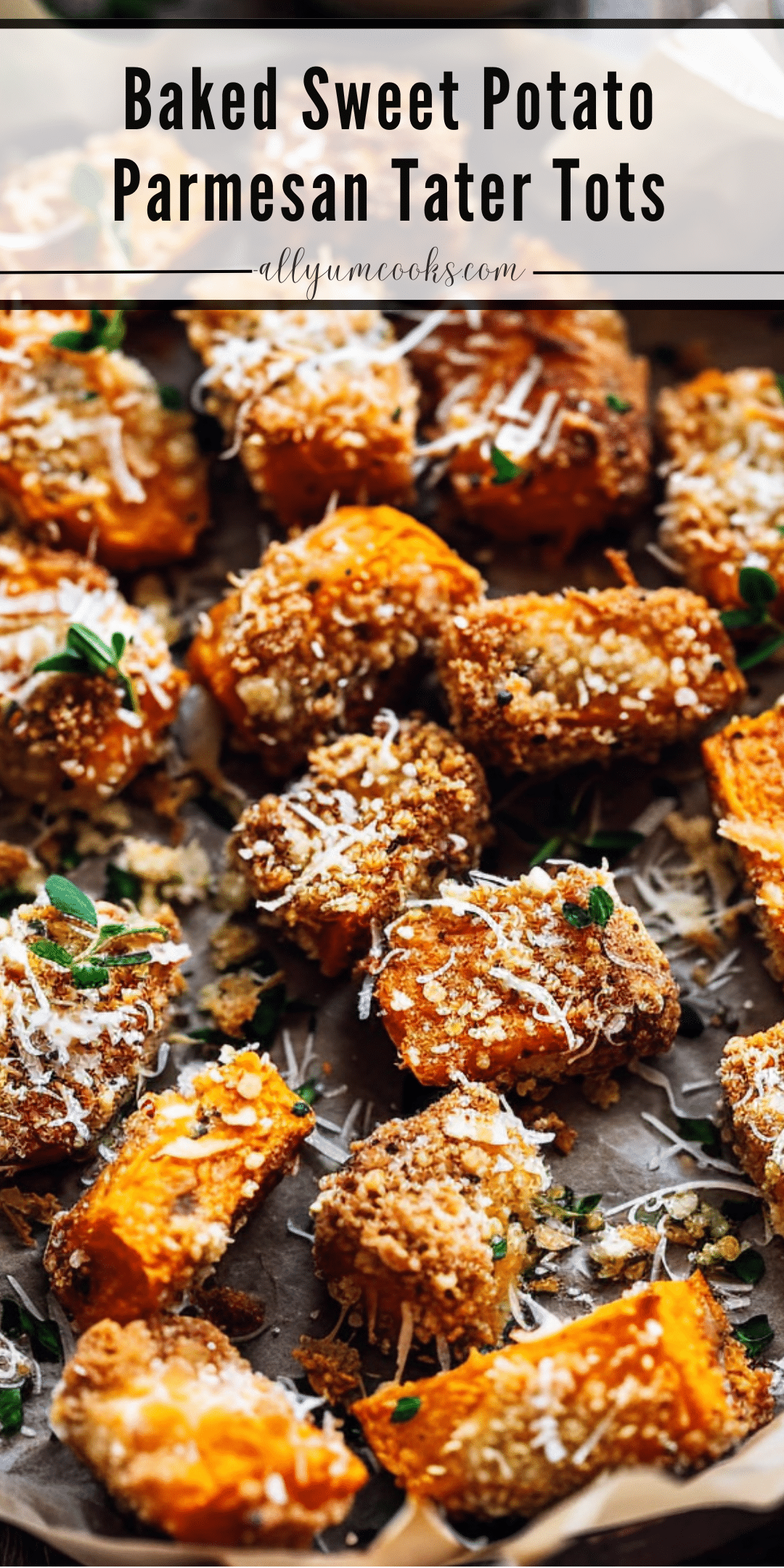 Baked Sweet Potato Parmesan Tater Tots | All Yum Cooks