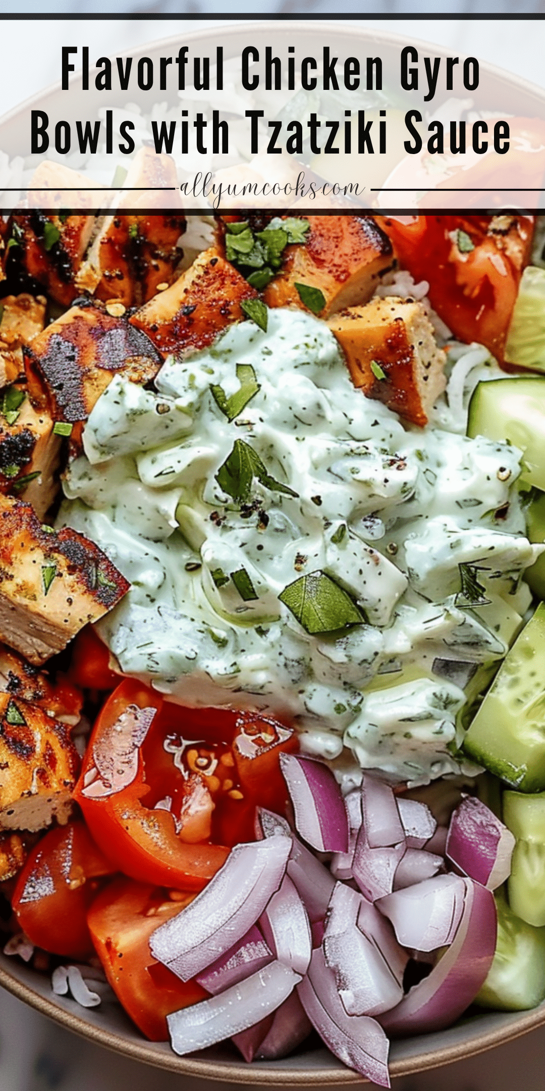 Flavorful Chicken Gyro Bowls with Tzatziki Sauce | All Yum Cooks