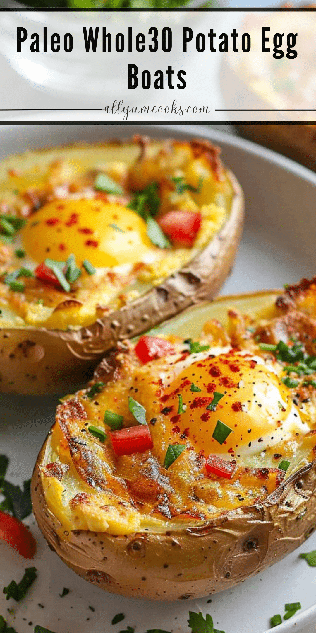 Paleo Whole30 Potato Egg Boats | All Yum Cooks