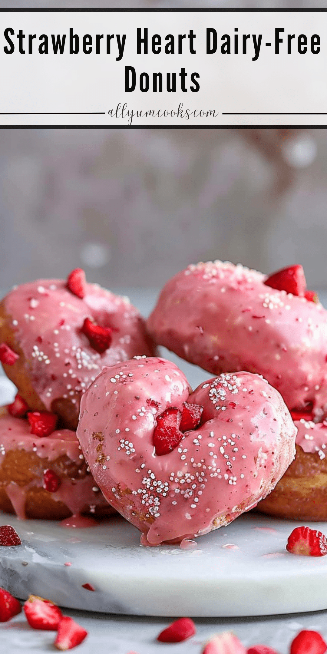 Strawberry Heart Dairy-Free Donuts | All Yum Cooks