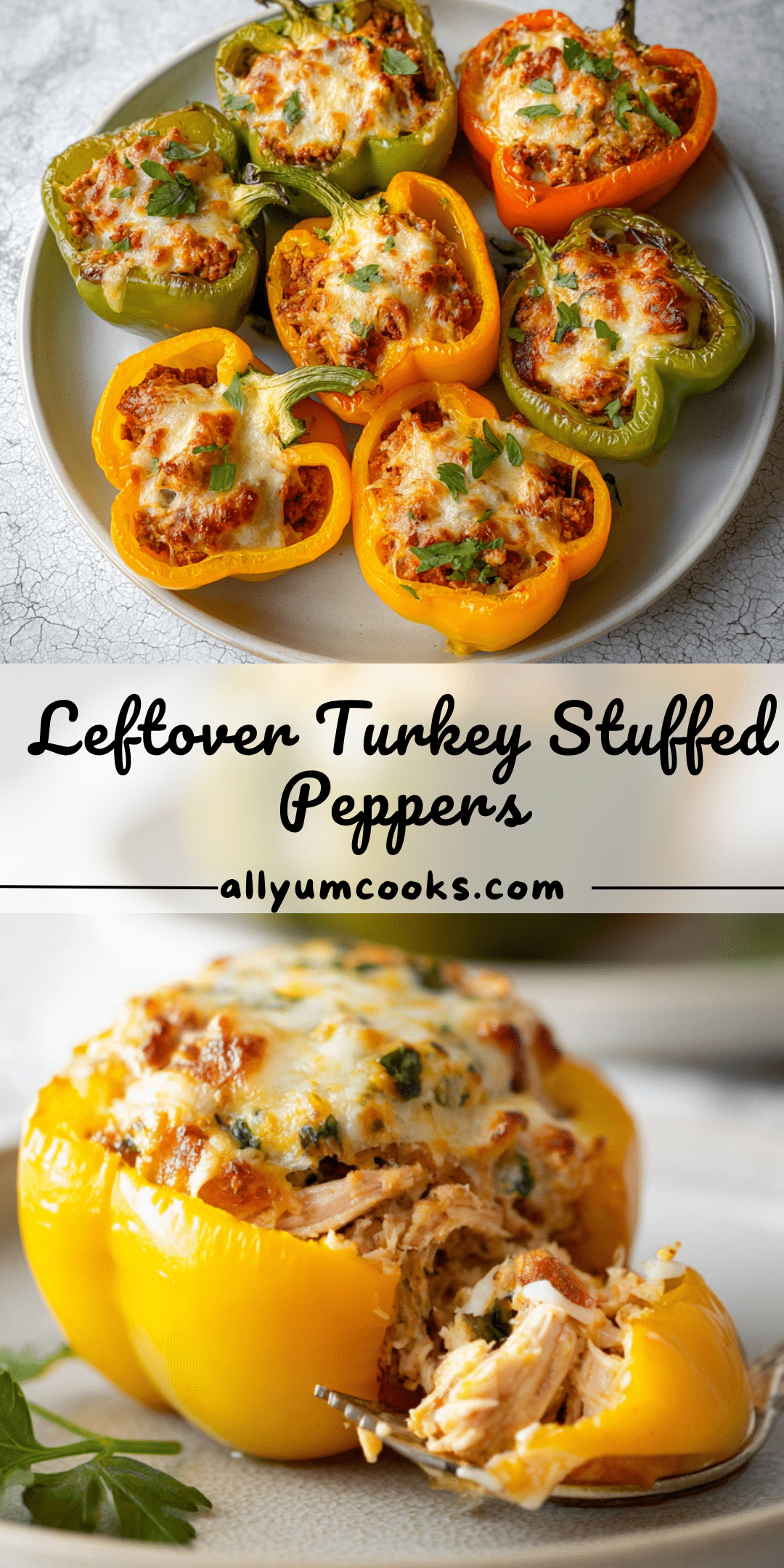Leftover Turkey Stuffed Peppers | All Yum Cooks