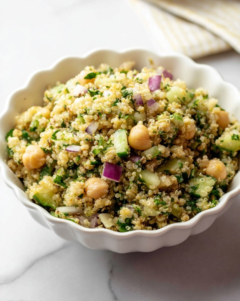 Fresh Quinoa Salad with Chickpeas, Pistachios & Feta