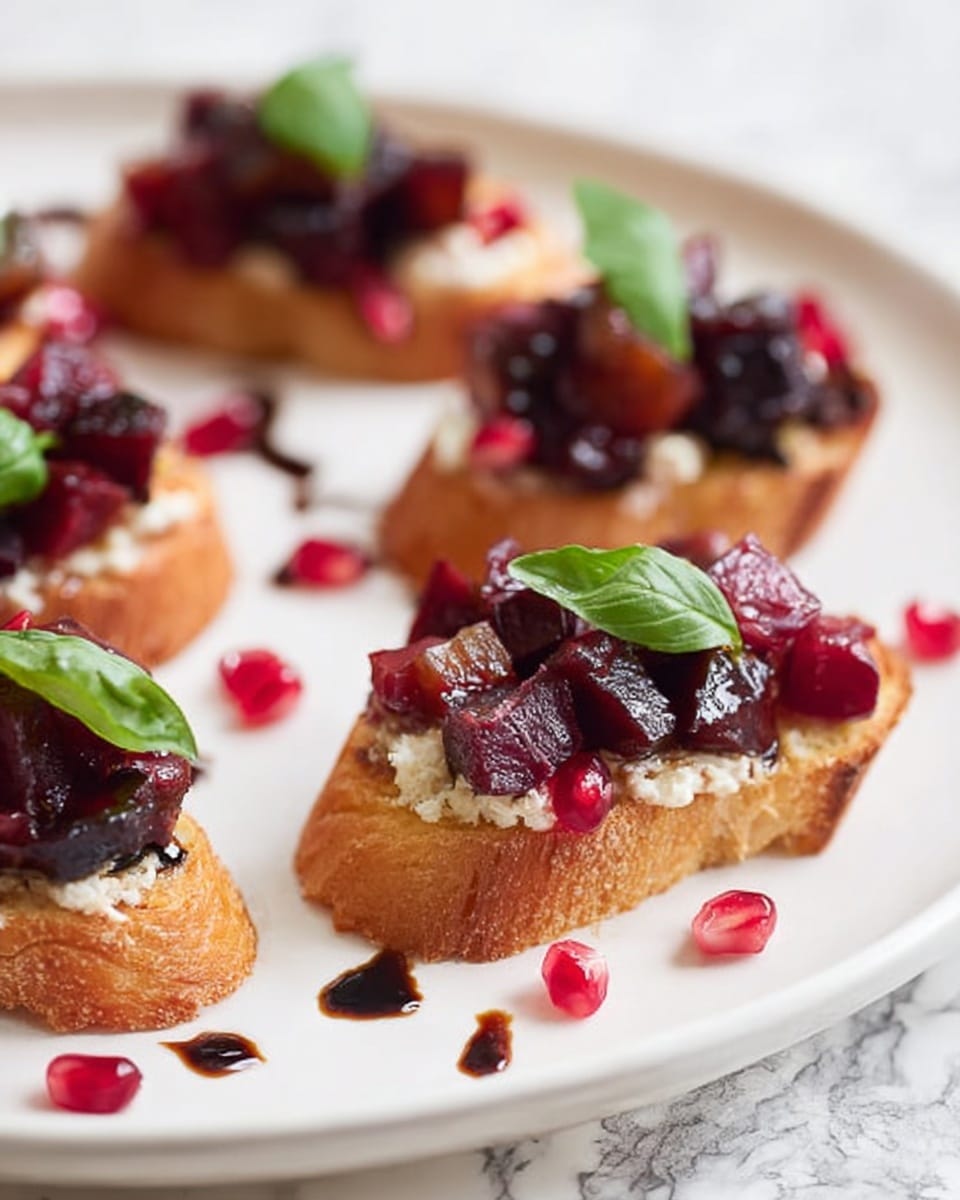 Roasted Beet Crostini with Goat Cheese & Balsamic Reduction